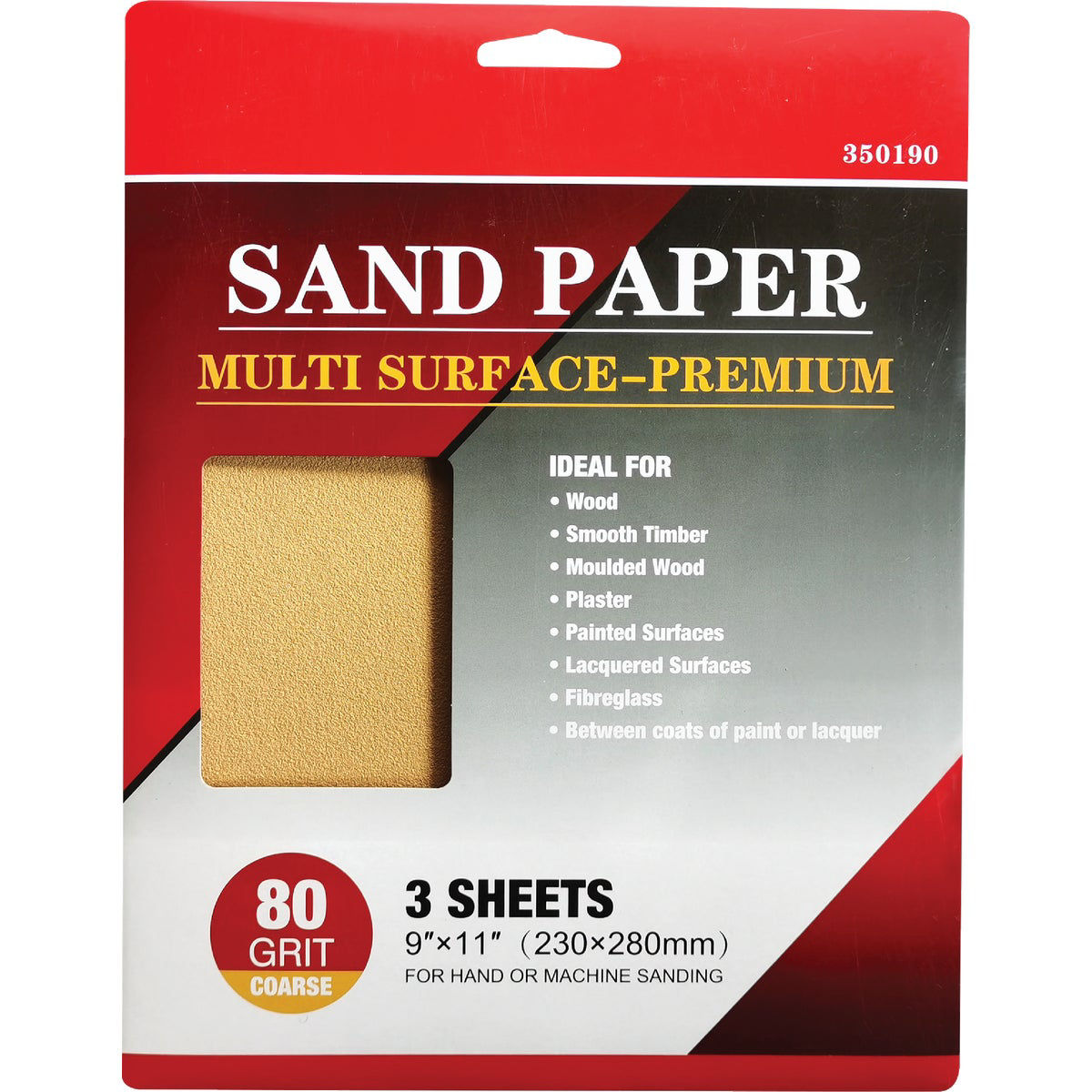 Boss Premium 9 In. x 11 In. 180 Grit Medium Sandpaper (3-Pack) | Do it Best