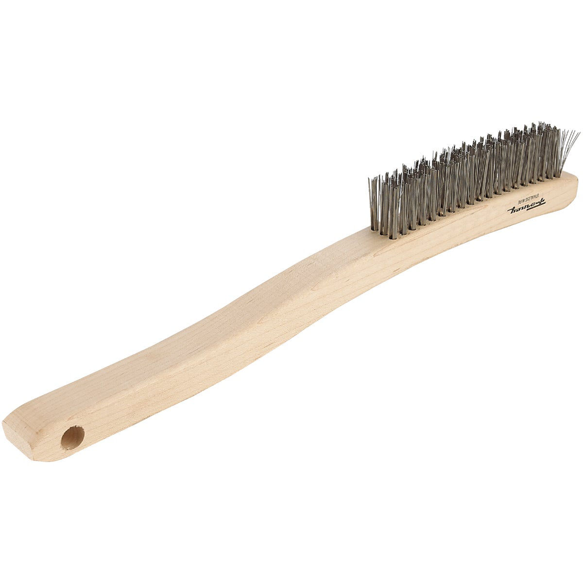 Forney 13-3/4 In. Curved Wood Handle Wire Brush with Stainless Steel ...