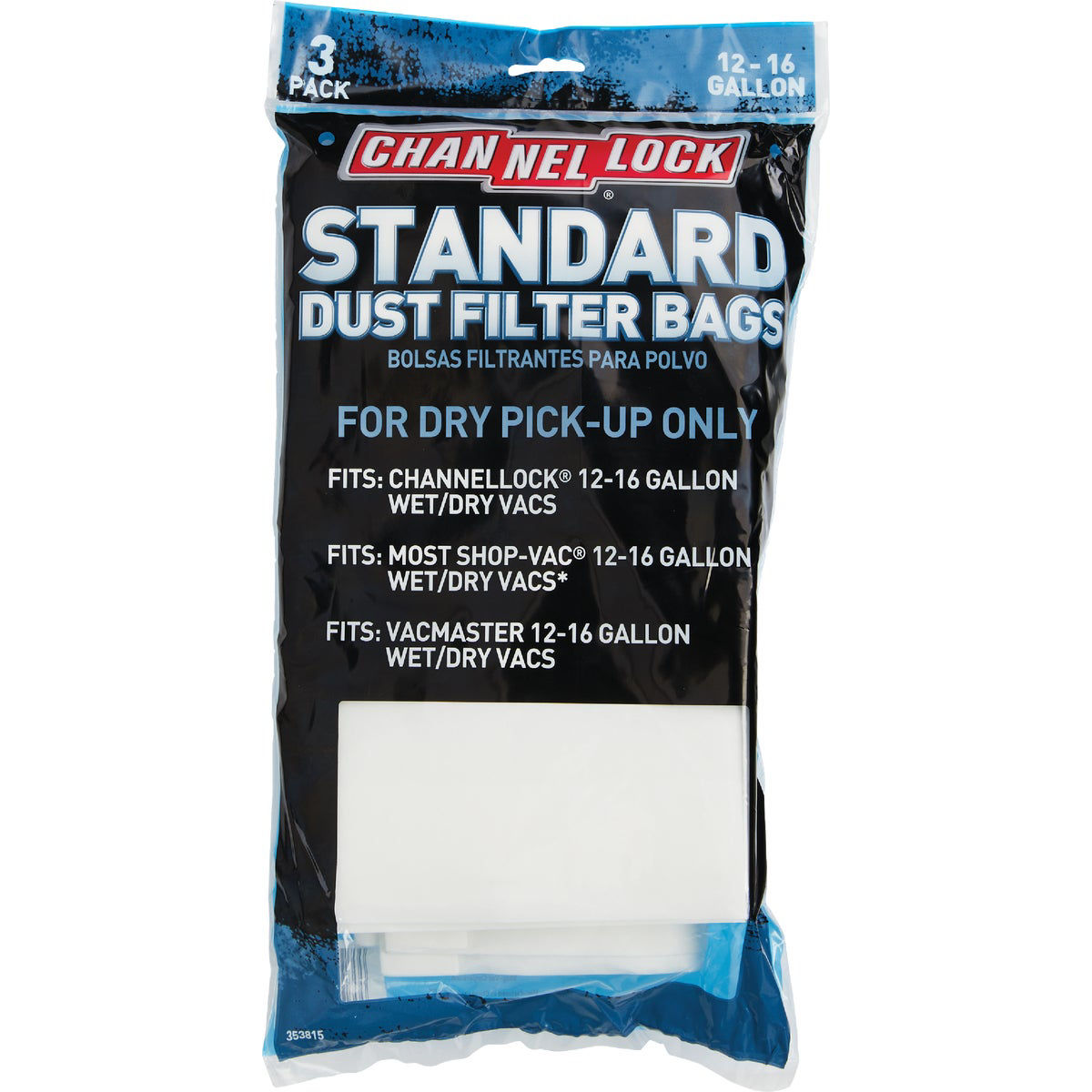 Channellock Paper Standard 12 to 16 Gal. Filter Vacuum Bag (3-Pack ...