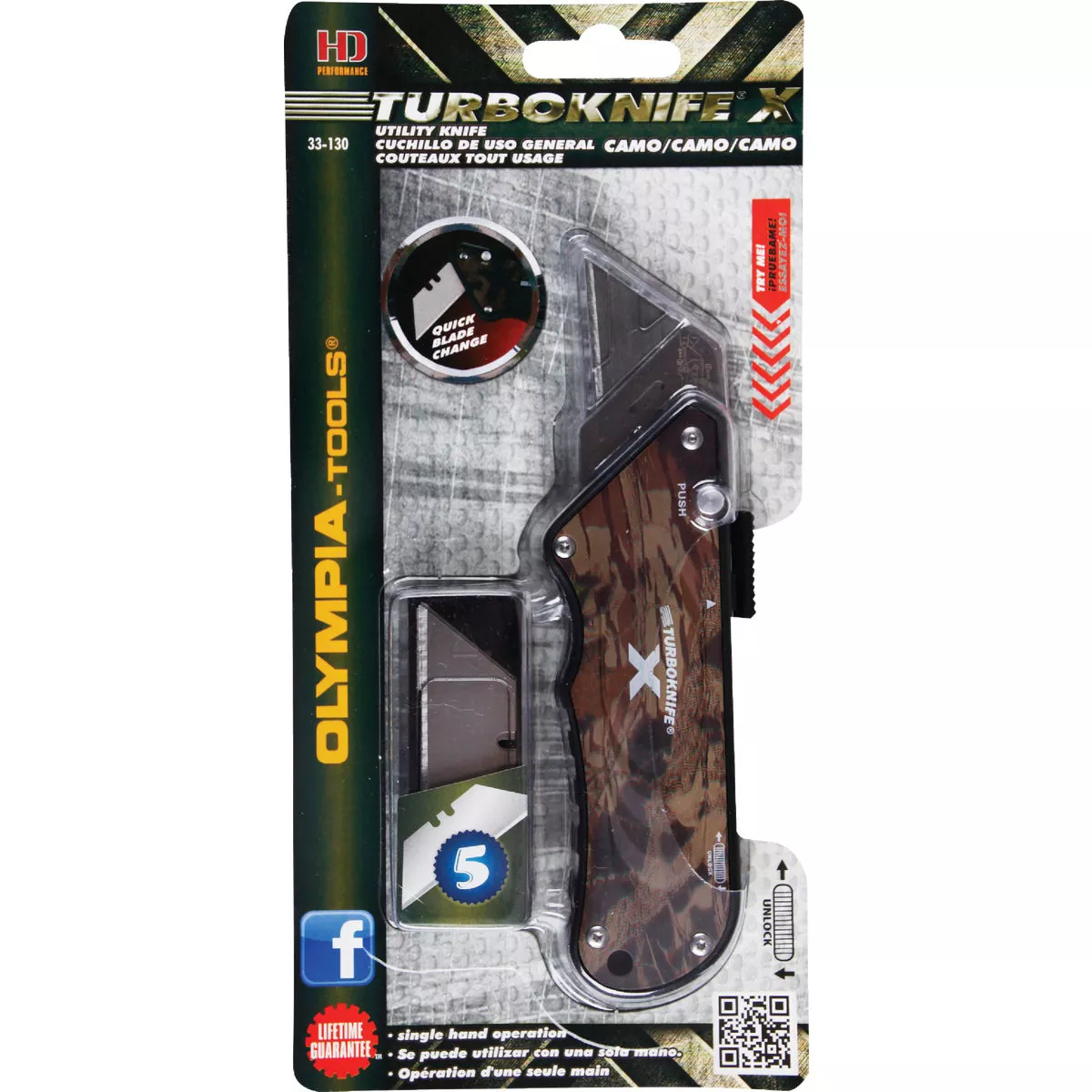 Olympia Tools Turboknife X Retractable Straight Utility Knife, Camo ...