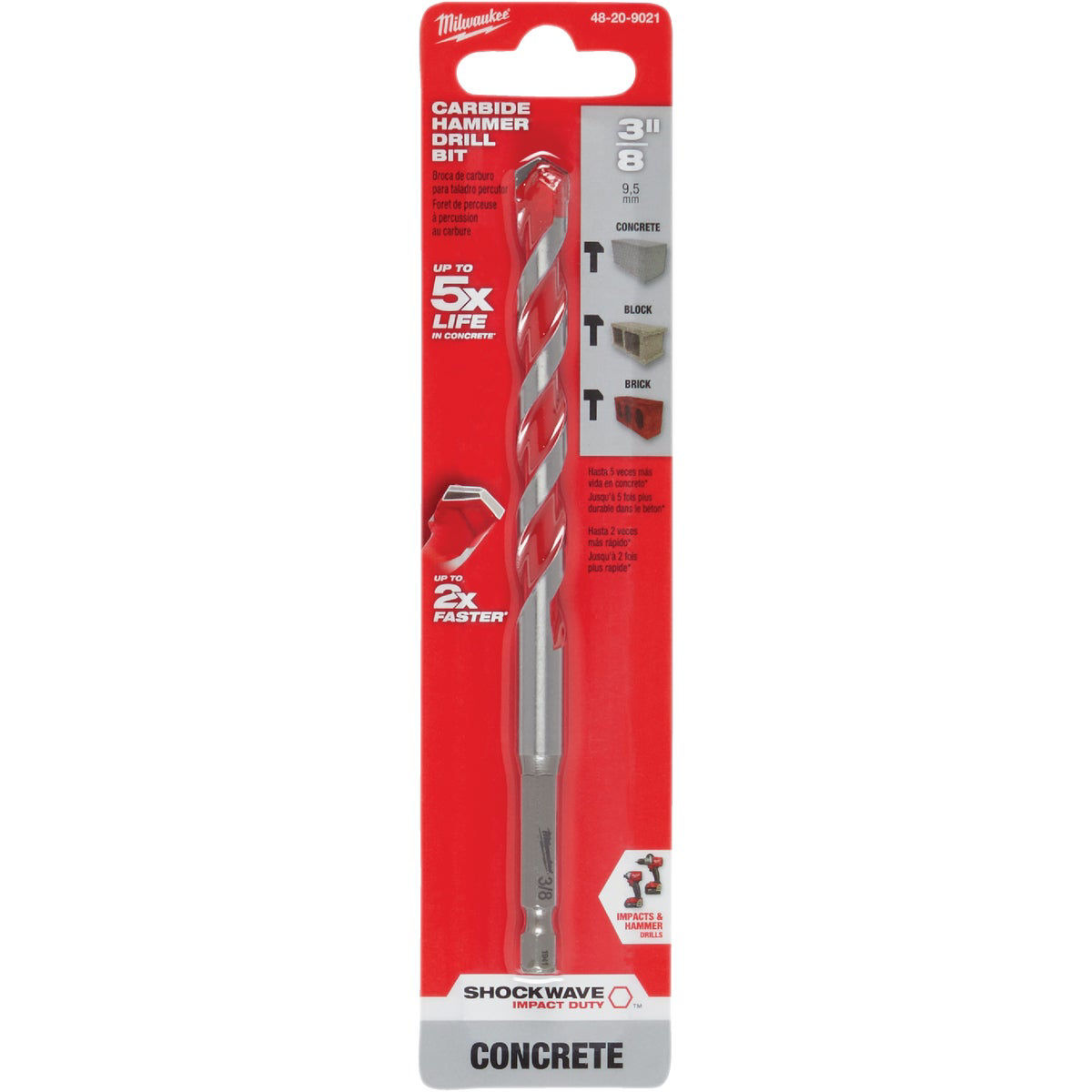 Milwaukee SHOCKWAVE 3/8 In. x 6 In. Impact Duty Masonry Carbide Hammer ...