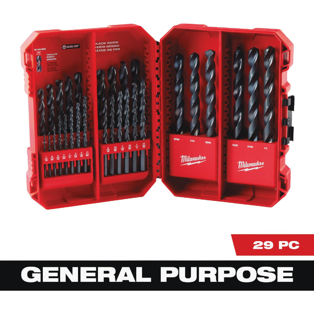Milwaukee THUNDERBOLT 29-Piece Black Oxide Drill Bit Set, 1/16 In. thru ...