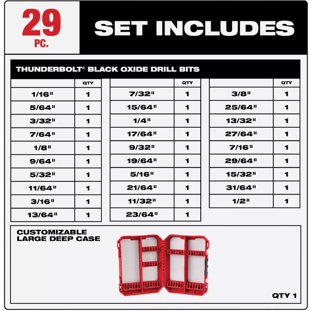 Milwaukee THUNDERBOLT 29-Piece Black Oxide Drill Bit Set, 1/16 In. thru ...