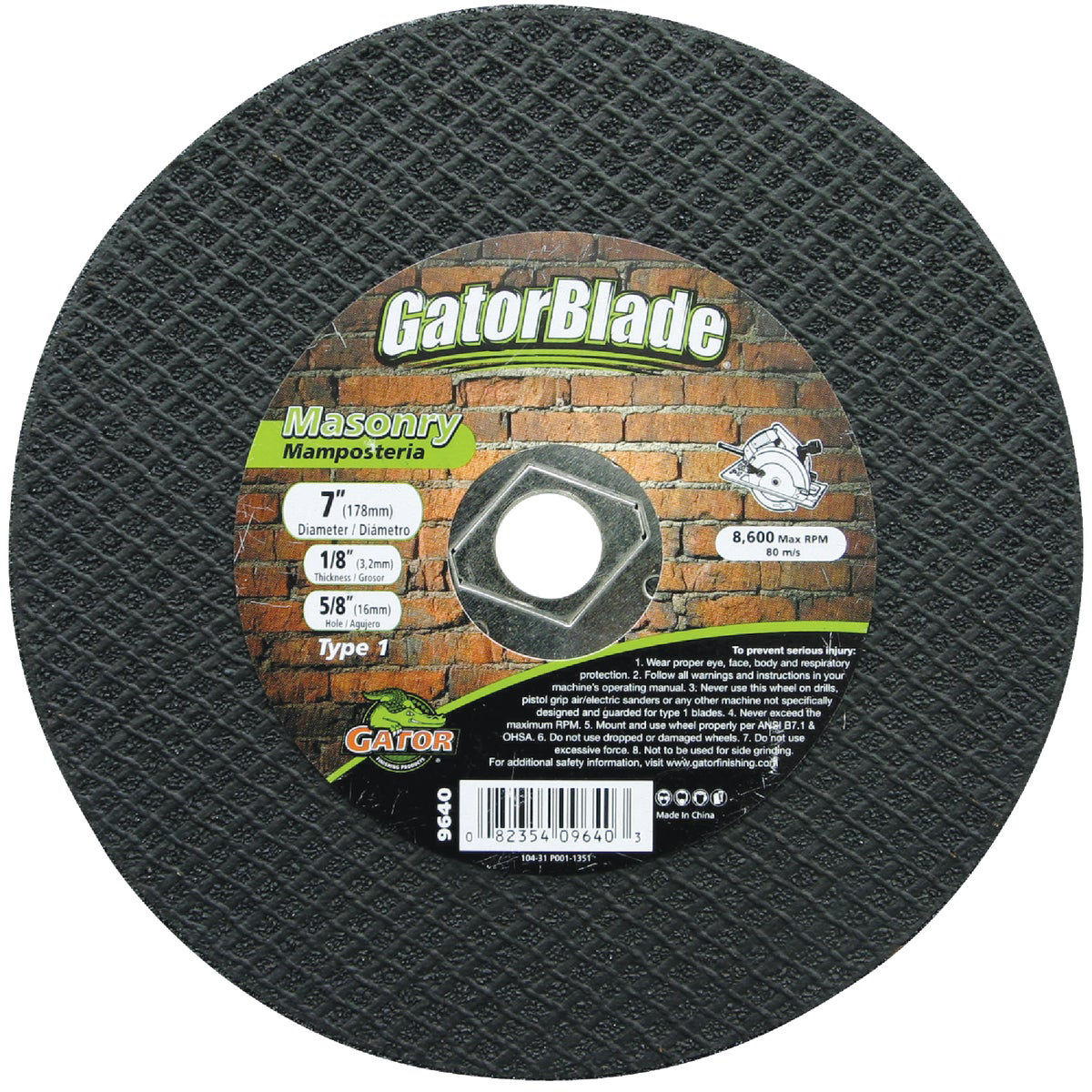 Gator Blade Type 1 7 In. x 1/8 In. x 5/8 In. Masonry Cut-Off Wheel | Do ...