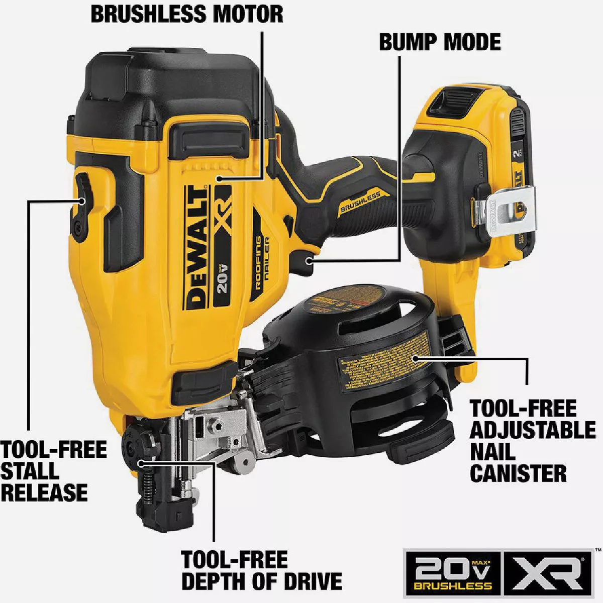 DEWALT 20V MAX Brushless 15 Degree 1 3 4 In. Cordless Coil Roofing Nailer Kit with 2.0 Ah Battery Charger Do it Best