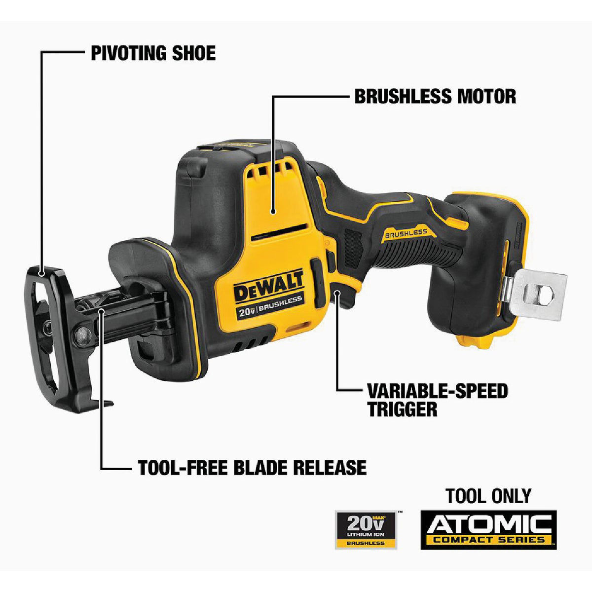 DEWALT ATOMIC 20V MAX Brushless Compact Cordless Reciprocating Saw ...