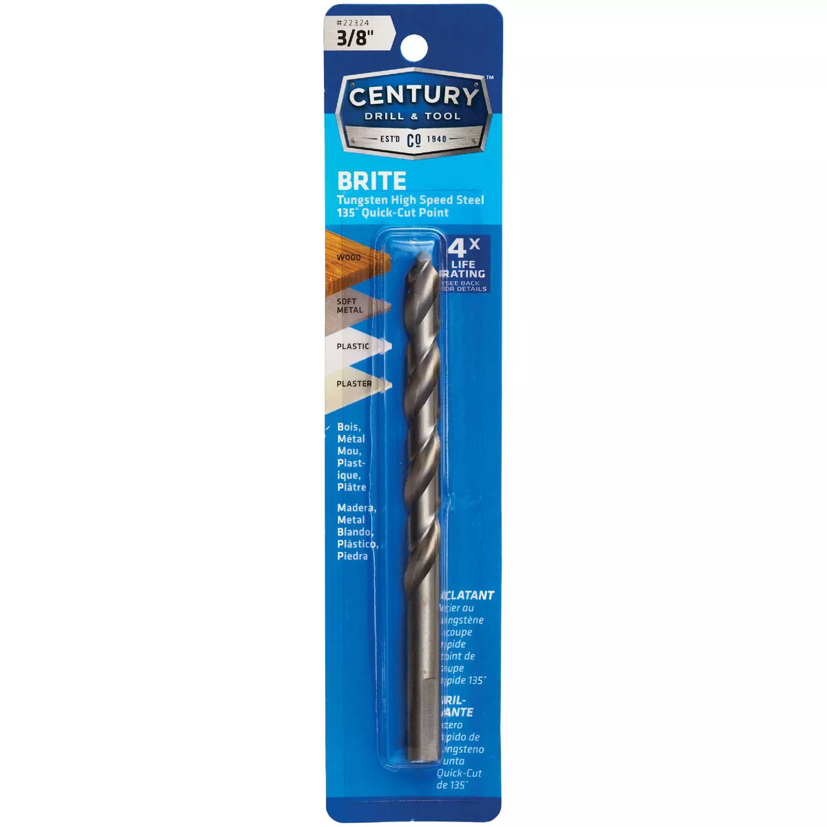 Century Drill & Tool 3/8 In. Tungsten High Speed Steel Quick-Cut Point ...