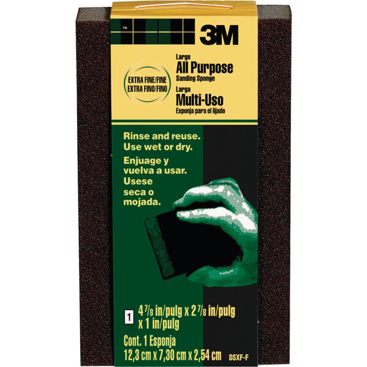 3M 2-7/8 In. x 4-7/8 In. x 1 In. Large Area Sanding Sponge, Extra Fine ...