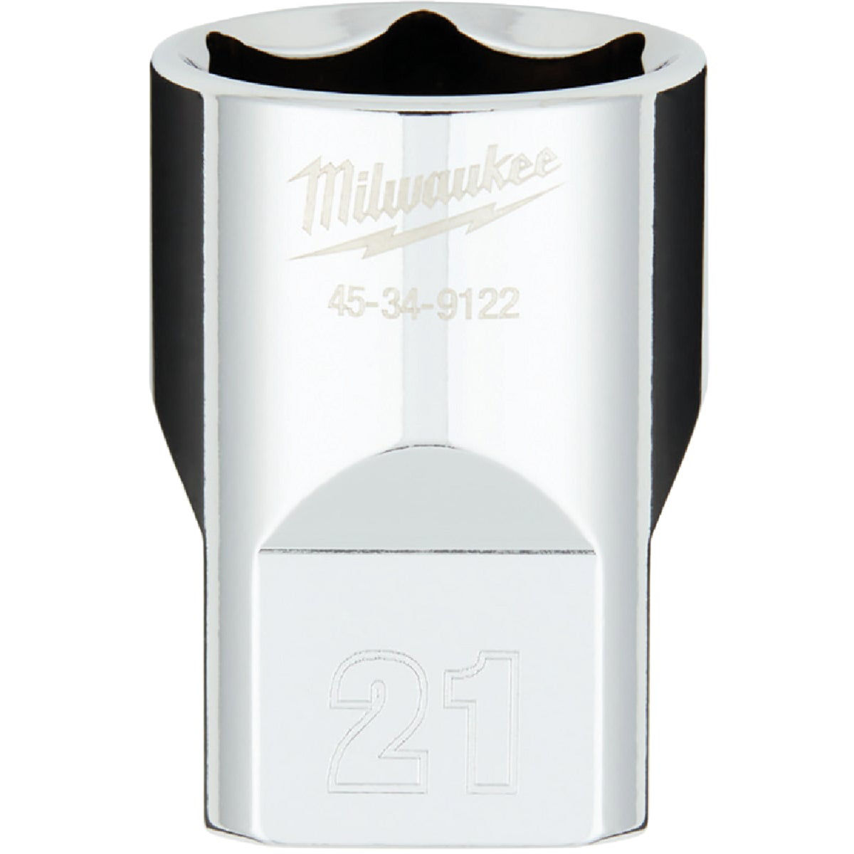Milwaukee 1/2 In. Drive 21 mm 6-Point Shallow Metric Socket with FOUR ...