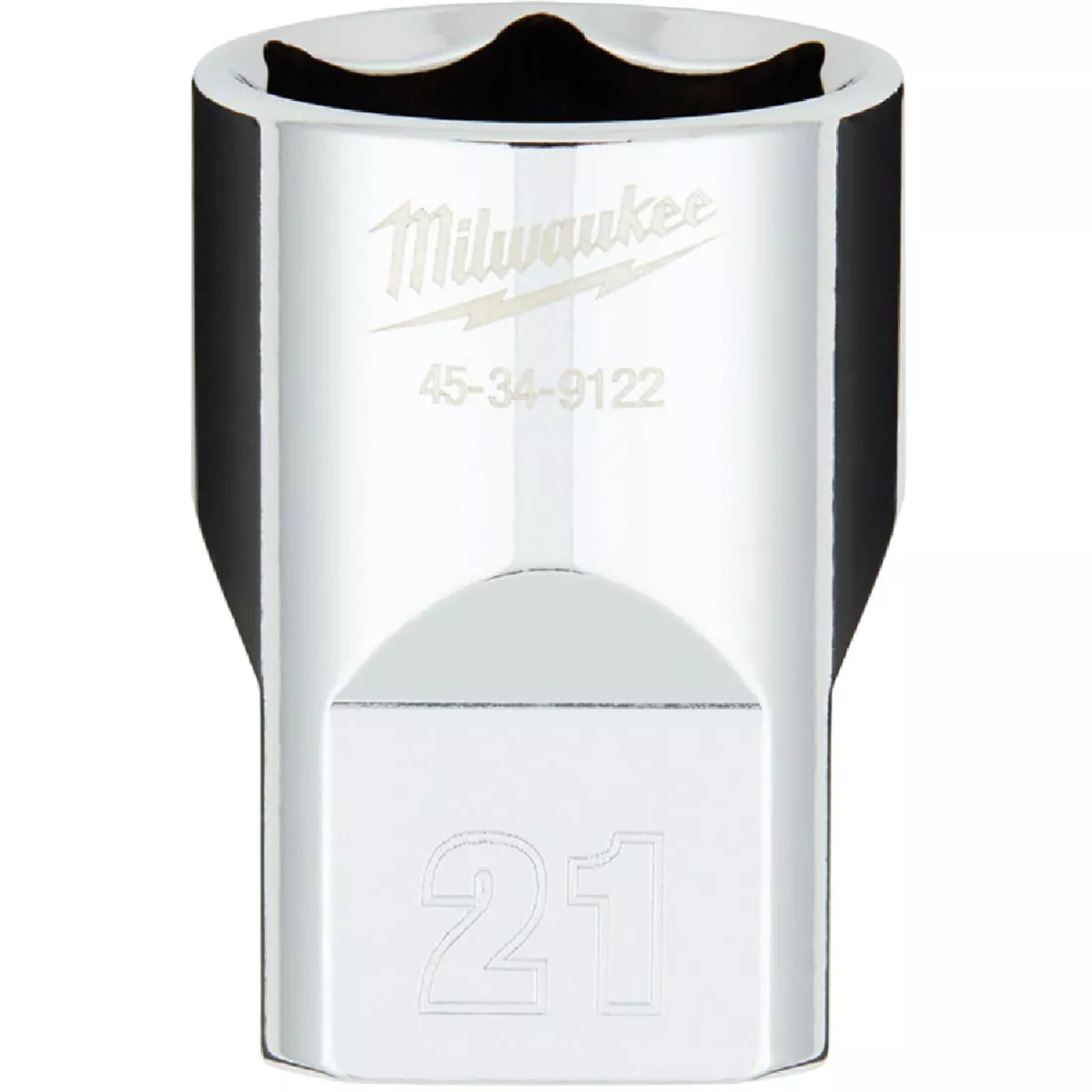 Milwaukee 1/2 In. Drive 21 mm 6-Point Shallow Metric Socket with FOUR ...