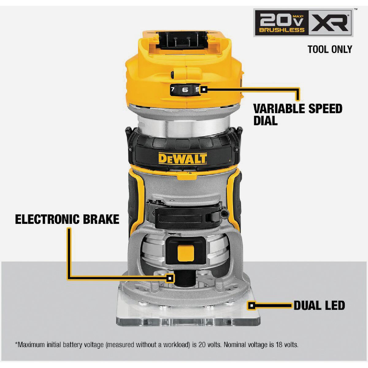 DEWALT 20V MAX XR Brushless Compact Cordless Router (Tool Only) | Do it ...