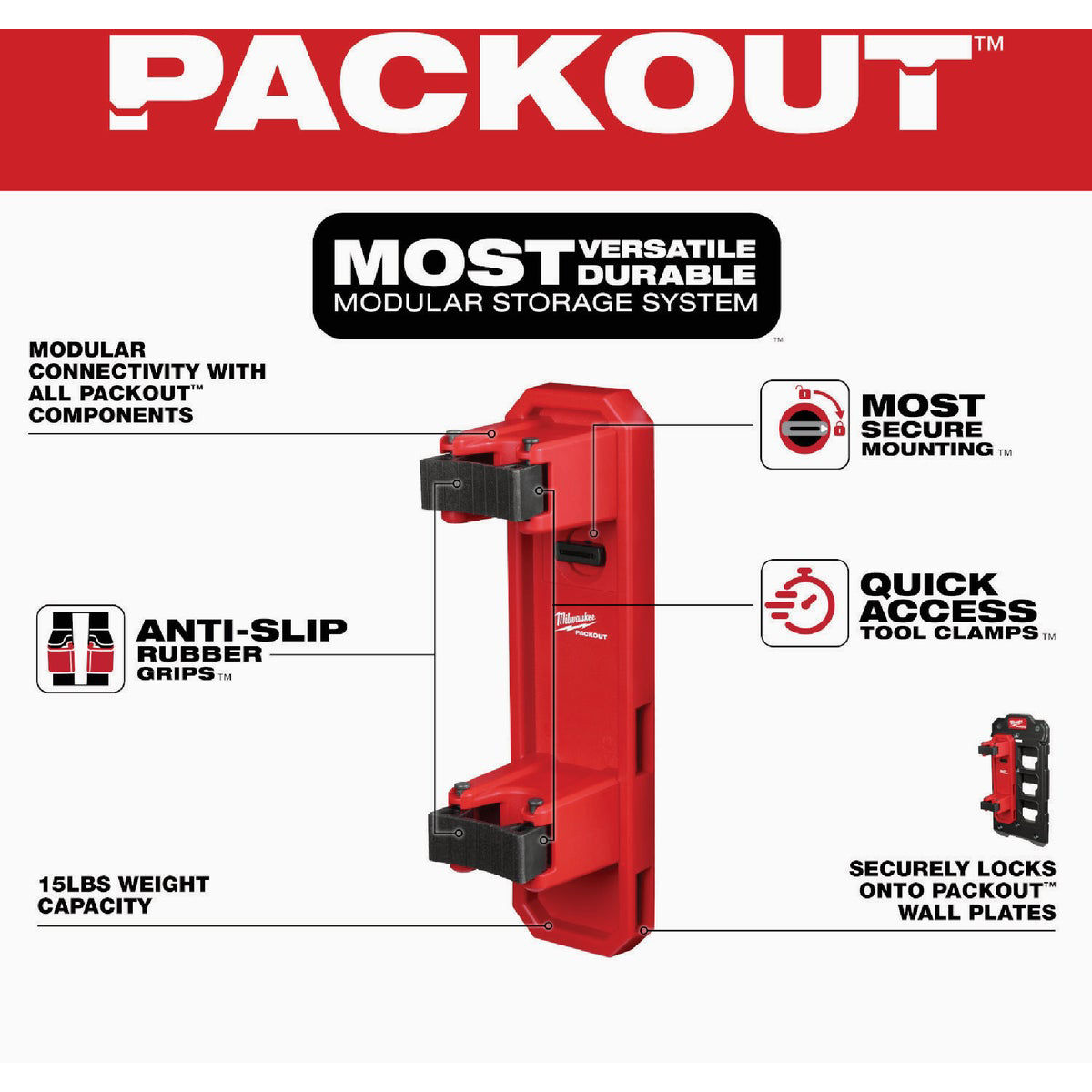 Milwaukee PACKOUT Long Handle Tool Holder, 15 Lb. Capacity | Do it Best