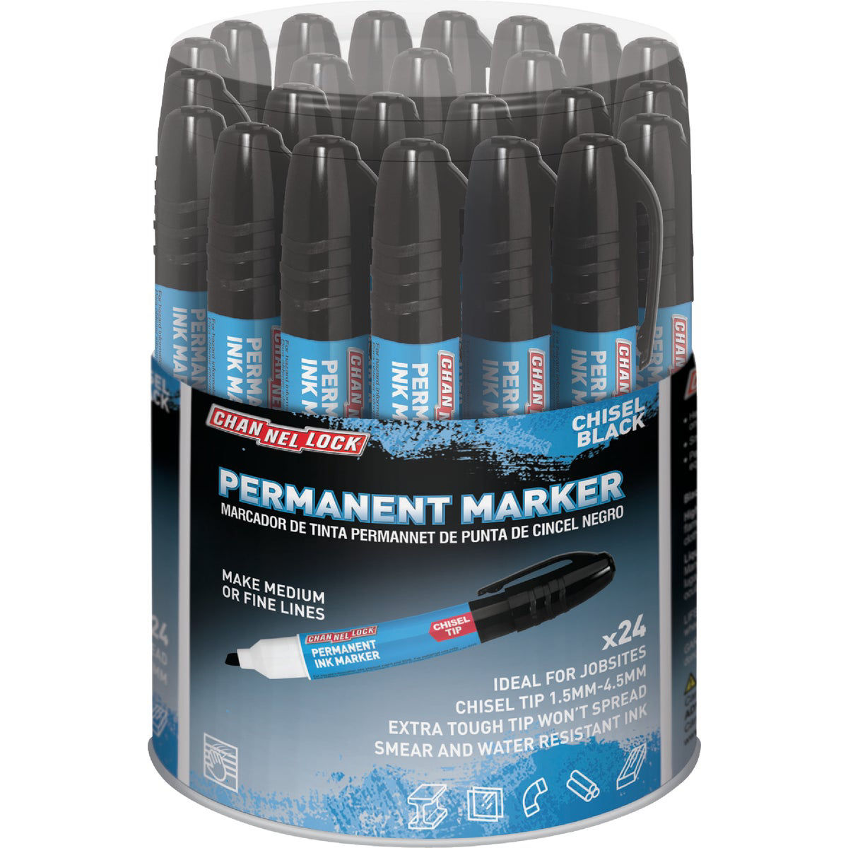Channellock Chisel Tip Black Ink Marker Display (24-Piece) | Do it Best