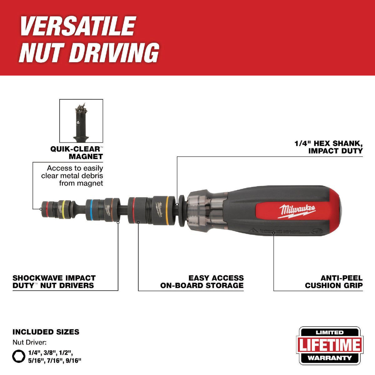 Milwaukee Multi-Nut Driver with SHOCKWAVE Impact Duty Magnetic Nut ...