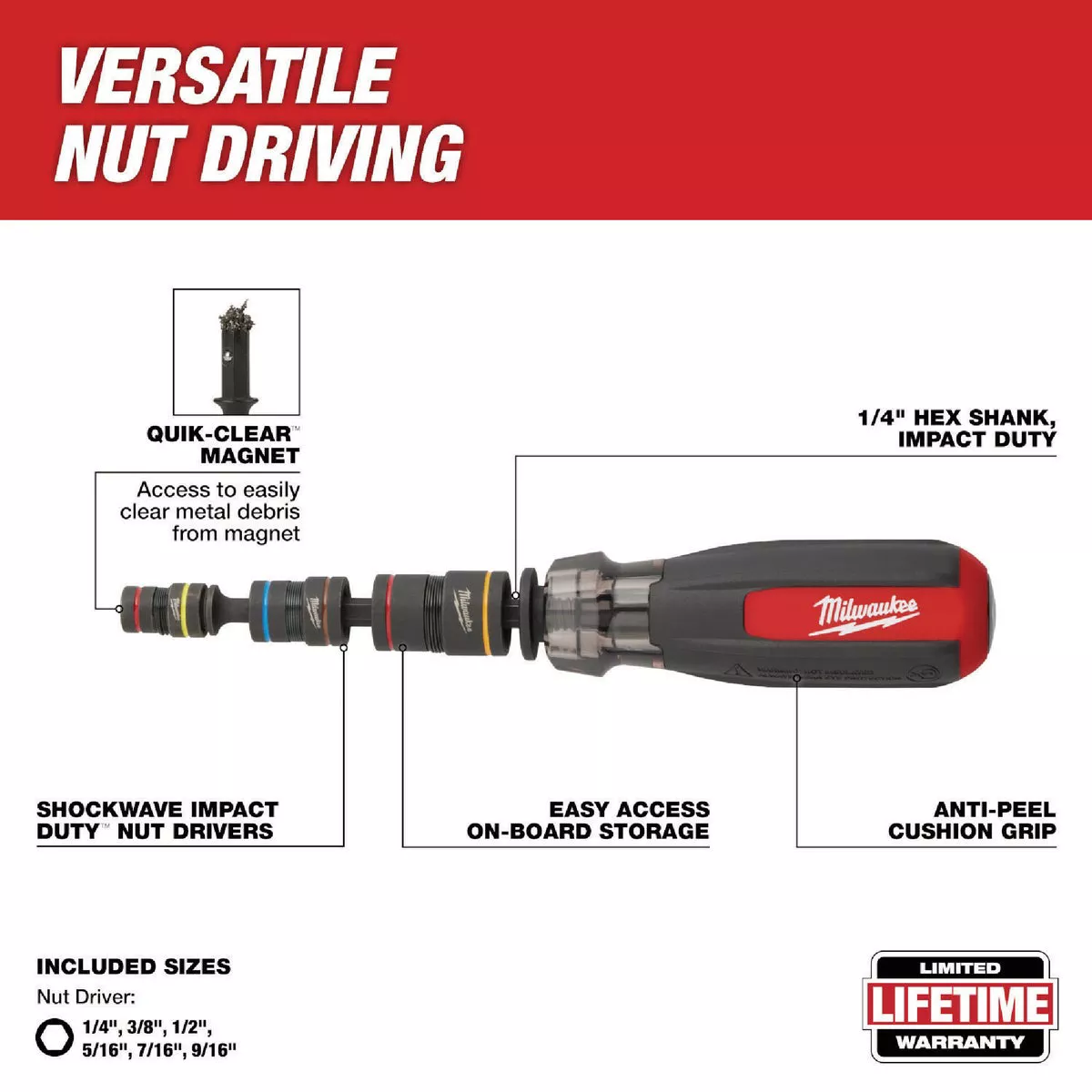 Milwaukee Multi-Nut Driver with SHOCKWAVE Impact Duty Magnetic Nut ...
