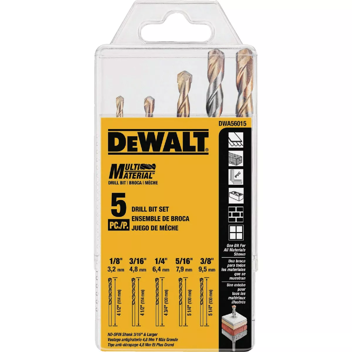 DEWALT Multi-Material Drill Bit Set (5-Pieces) | True Value Hardware