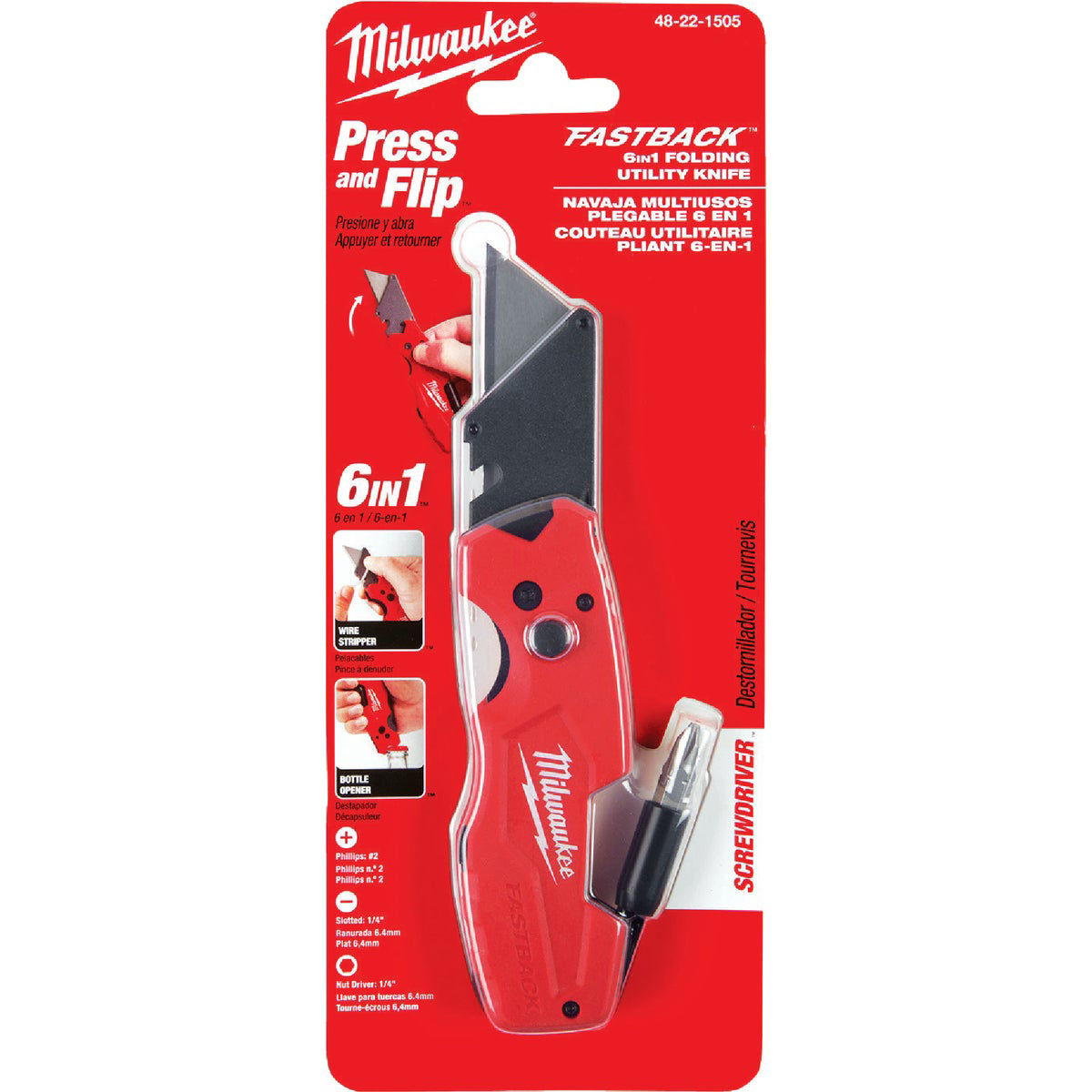Milwaukee FASTBACK Folding 6 In 1 Utility Knife & Compact Knife Set (2 ...