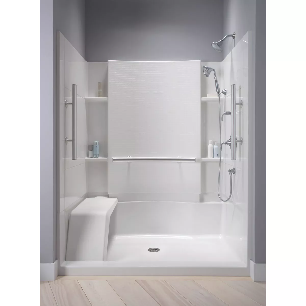 Sterling Accord 48 In. W x 36 In. D Center Drain Seated Shower Pan in ...