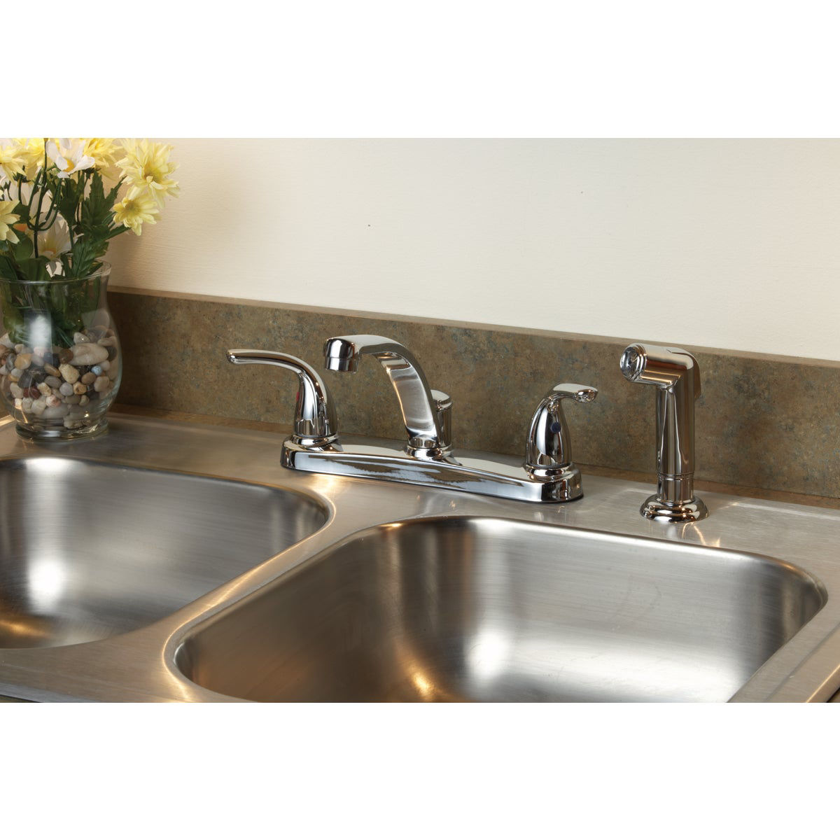 Home Impressions 2-Handle Metal Lever Kitchen Faucet with Side Spray ...