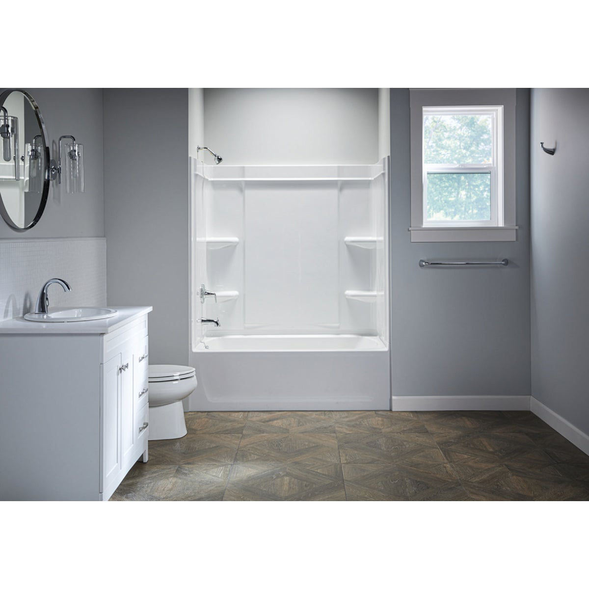 Sterling Ensemble Curve 30 In. W x 72-1/2 In. H 2- Piece Shower End ...