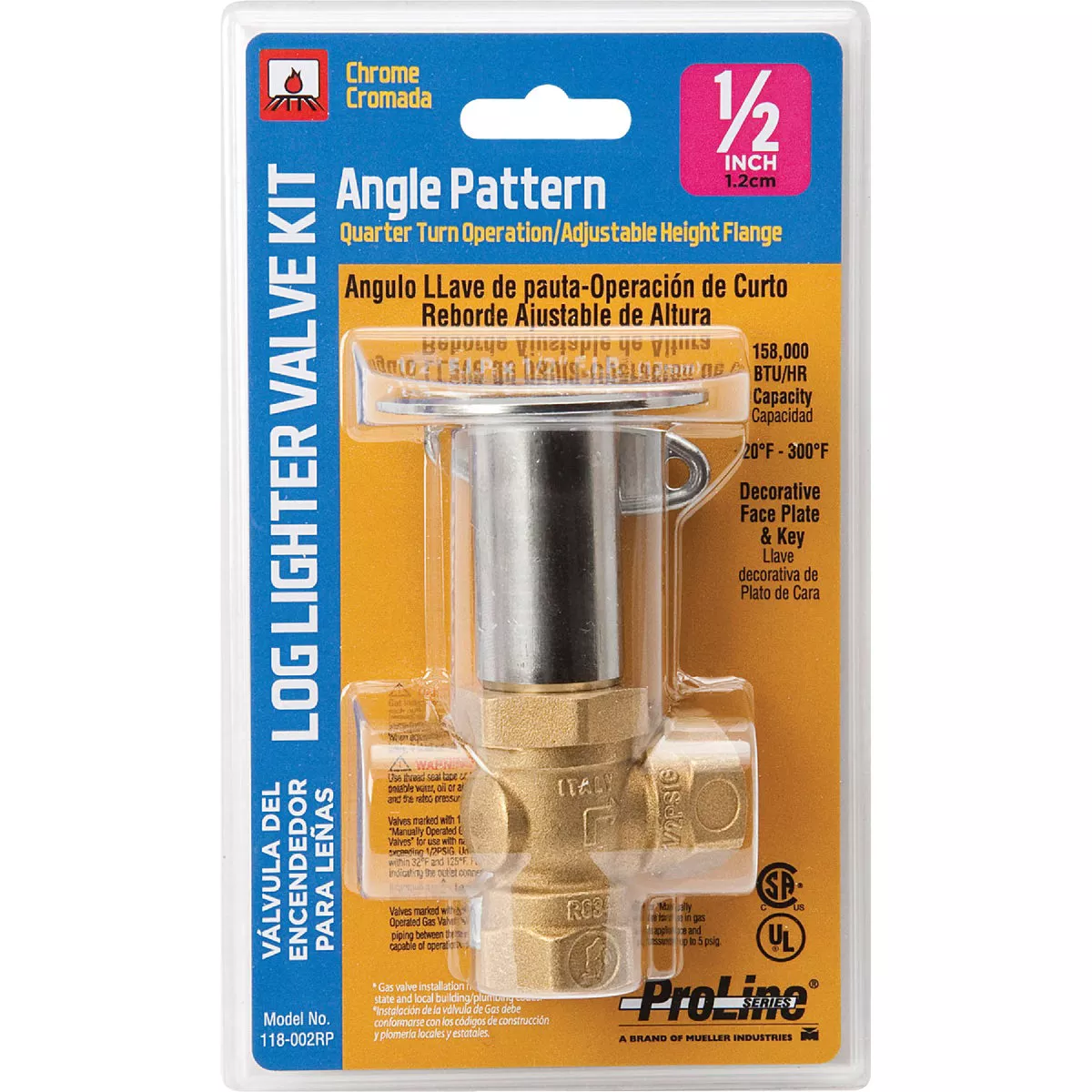 ProLine Angle Pattern 98,000 BTU Chrome Plated Brass Log Lighter Gas ...