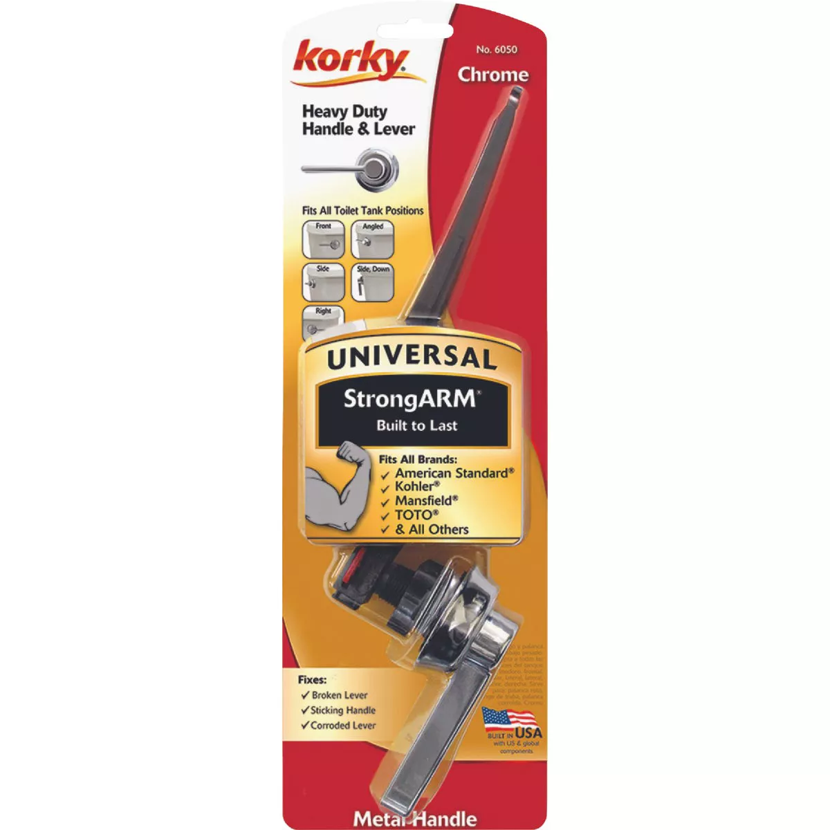Korky StrongARM Universal Chrome Tank Lever with Classic Style Handle ...