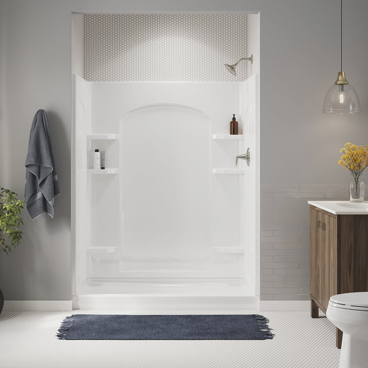 Sterling Ensemble Curve 34 In. W x 72-1/2 In. H 2-Piece Shower End Wall ...