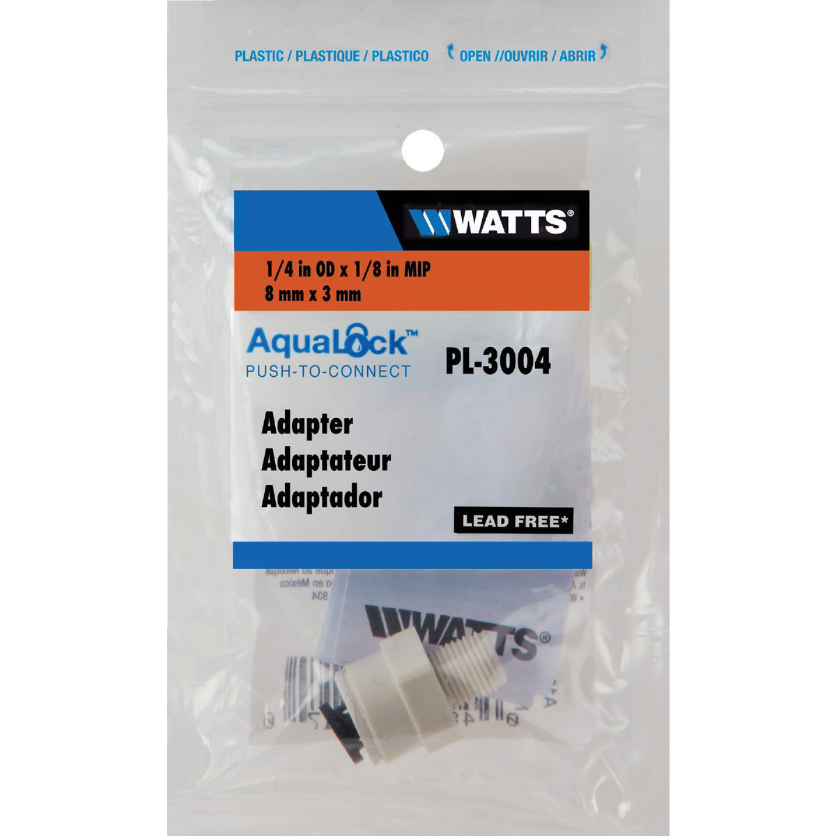 Watts Aqualock 1/4 In. OD x 1/8 In. MPT Push-to Connect Plastic Adapter ...