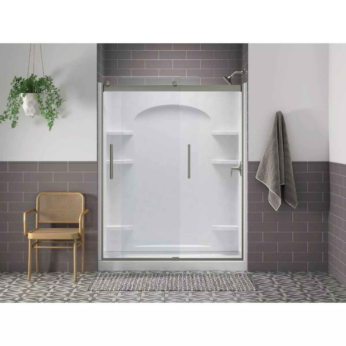 Sterling Ensemble 60 In. W. x 72-1/2 In. H. White Vikrell Shower Back ...