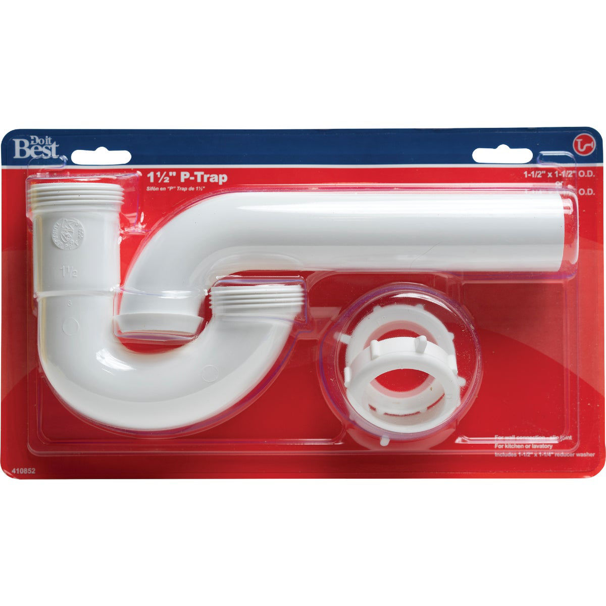 Do it Best 1-1/2 In. to 1-1/4 In. White Plastic P-Trap with Reducer ...