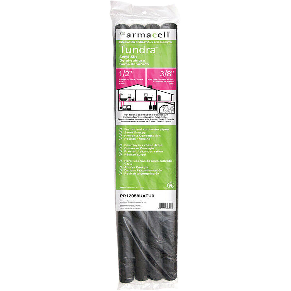 Tundra 1/2 In. Wall Semi-Slit Polyethylene Pipe Insulation Wrap, 1/2 In ...
