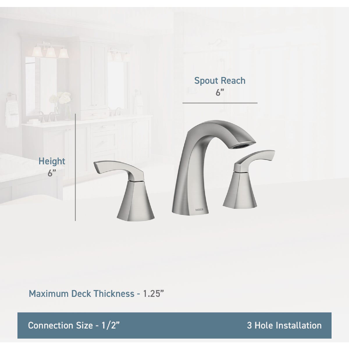 Moen Lindor Brushed Nickel 2-Handle Widespread Bathroom Faucet | Do it Best