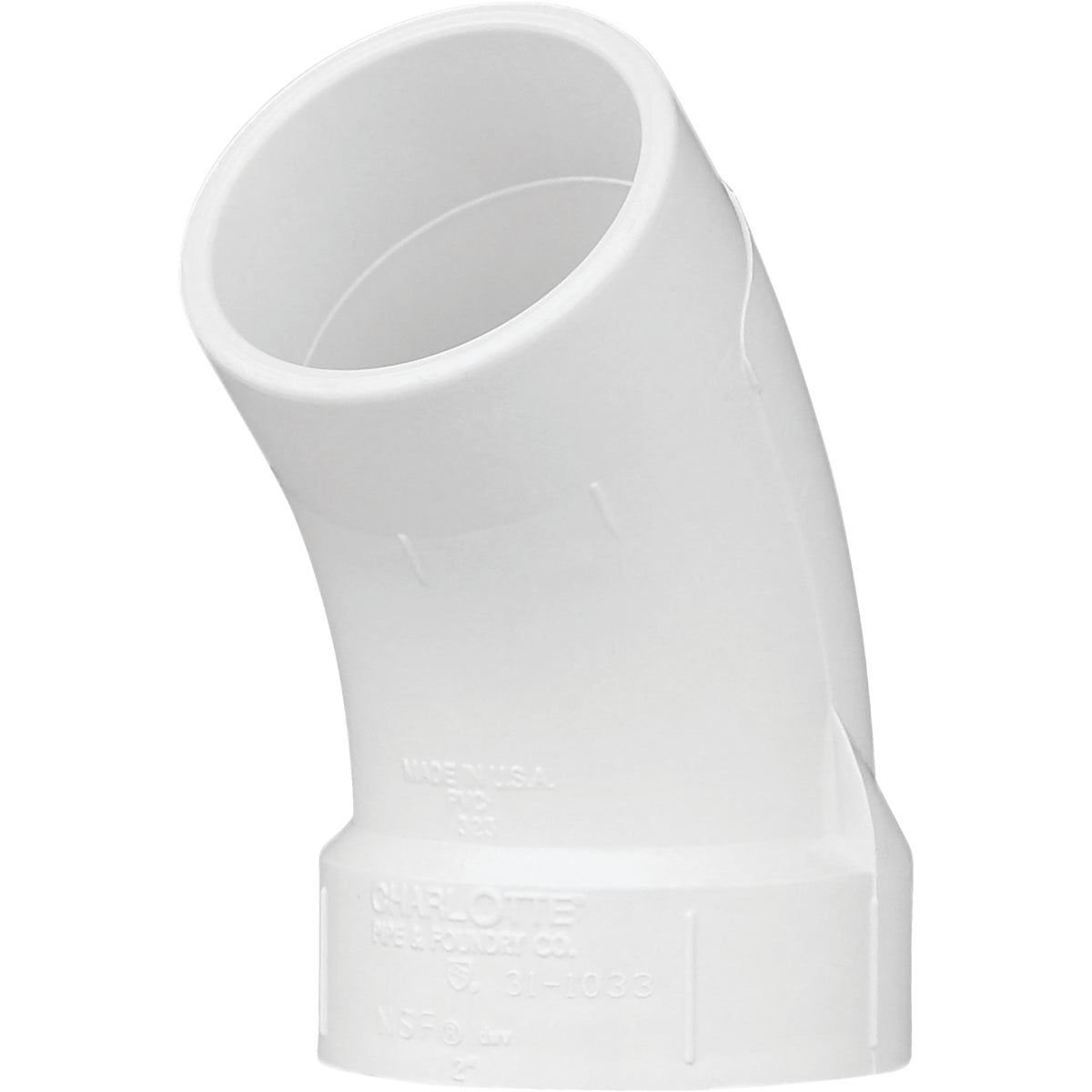 Charlotte Pipe 2 In. Schedule 40 45 Deg. DWV PVC Street Elbow (1/8 Bend ...