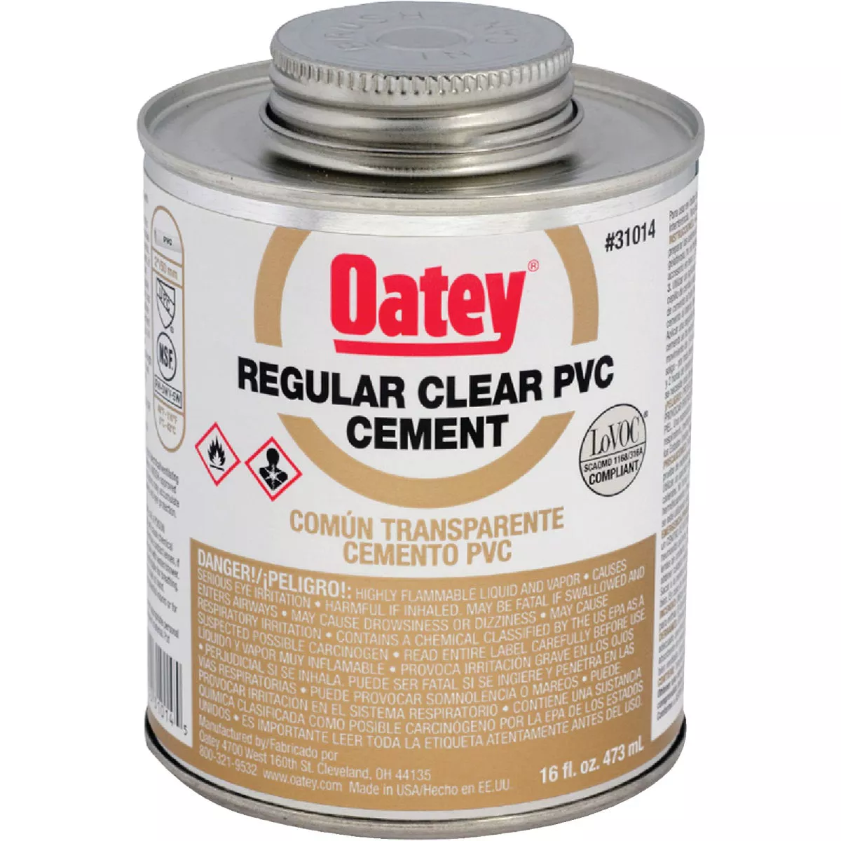 Oatey 16 Oz. Regular Bodied Clear PVC Cement | True Value Hardware