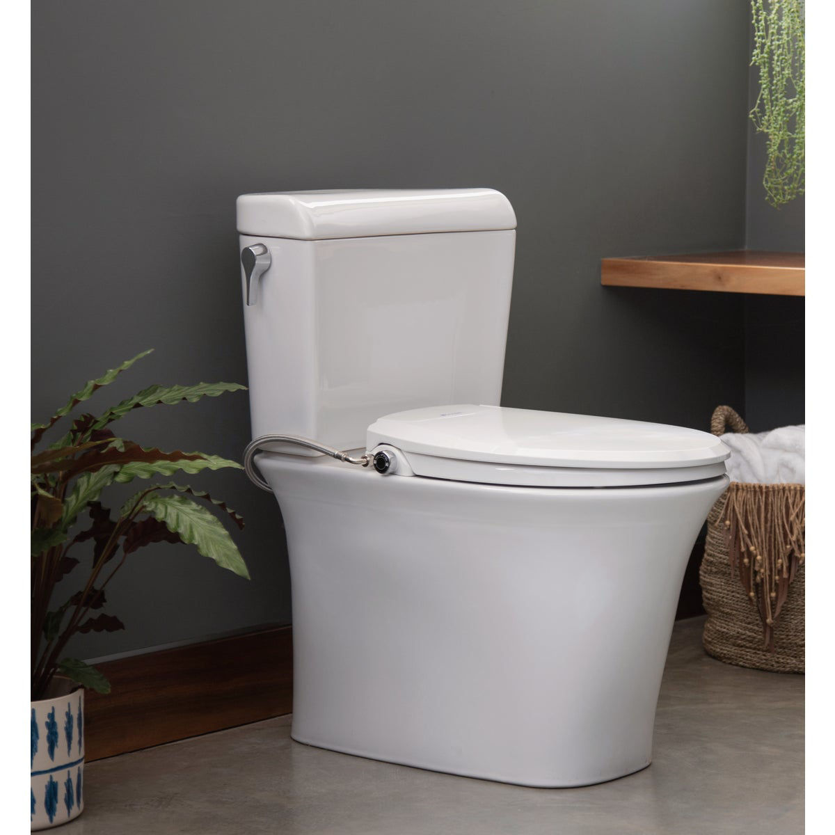 Brondell EcoSeat Elongated White Bidet Seat with Adjustable Pressure ...