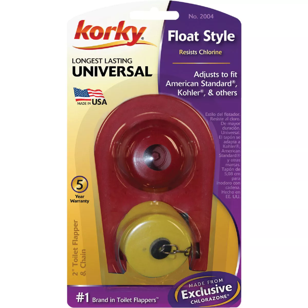 Korky Plus 2 In. Rubber Adjustable Flapper with Float and Chain | Do it ...
