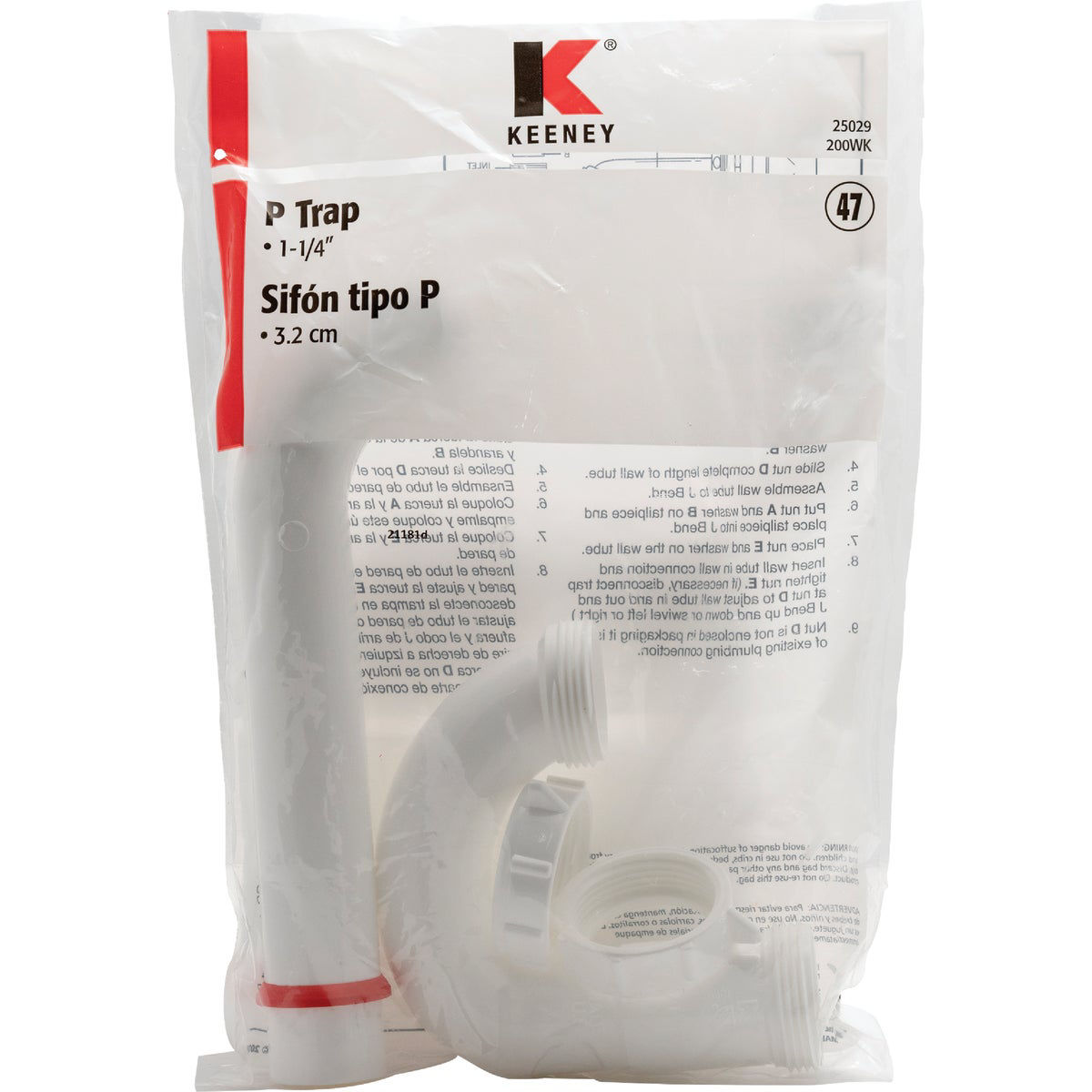 Keeney 1-1/4 In. White Plastic P-Trap | Do it Best