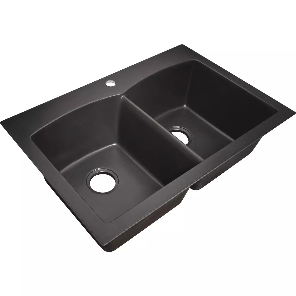 Compass Manufacturing Double Bowl 33 In. x 22 In. x 9 In. Black Granite ...