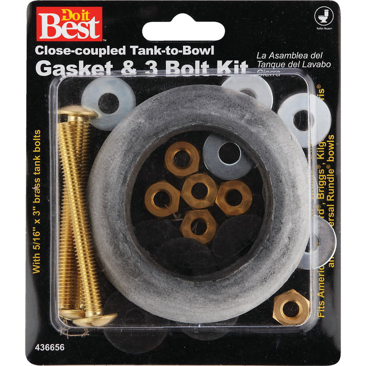 Do it Best 5/16 In. x 3 In. Brass, Sponge Rubber Tank Bolts | Do it Best