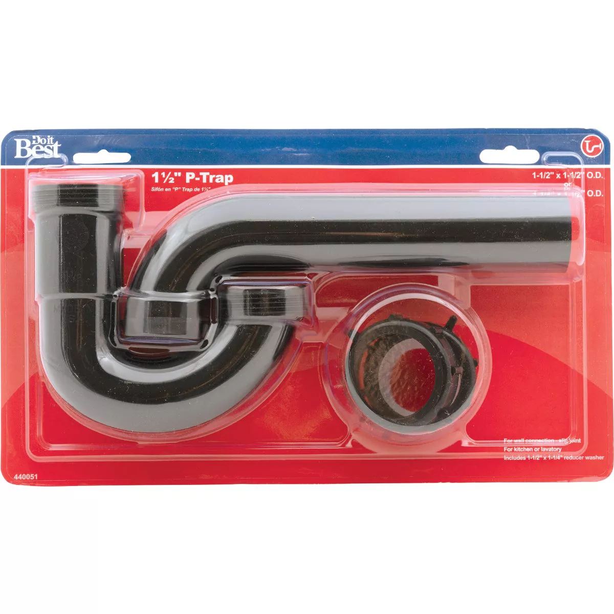 Do it Best 1-1/2 In. to 1-1/4 In. Black Plastic P-Trap with Reducer ...