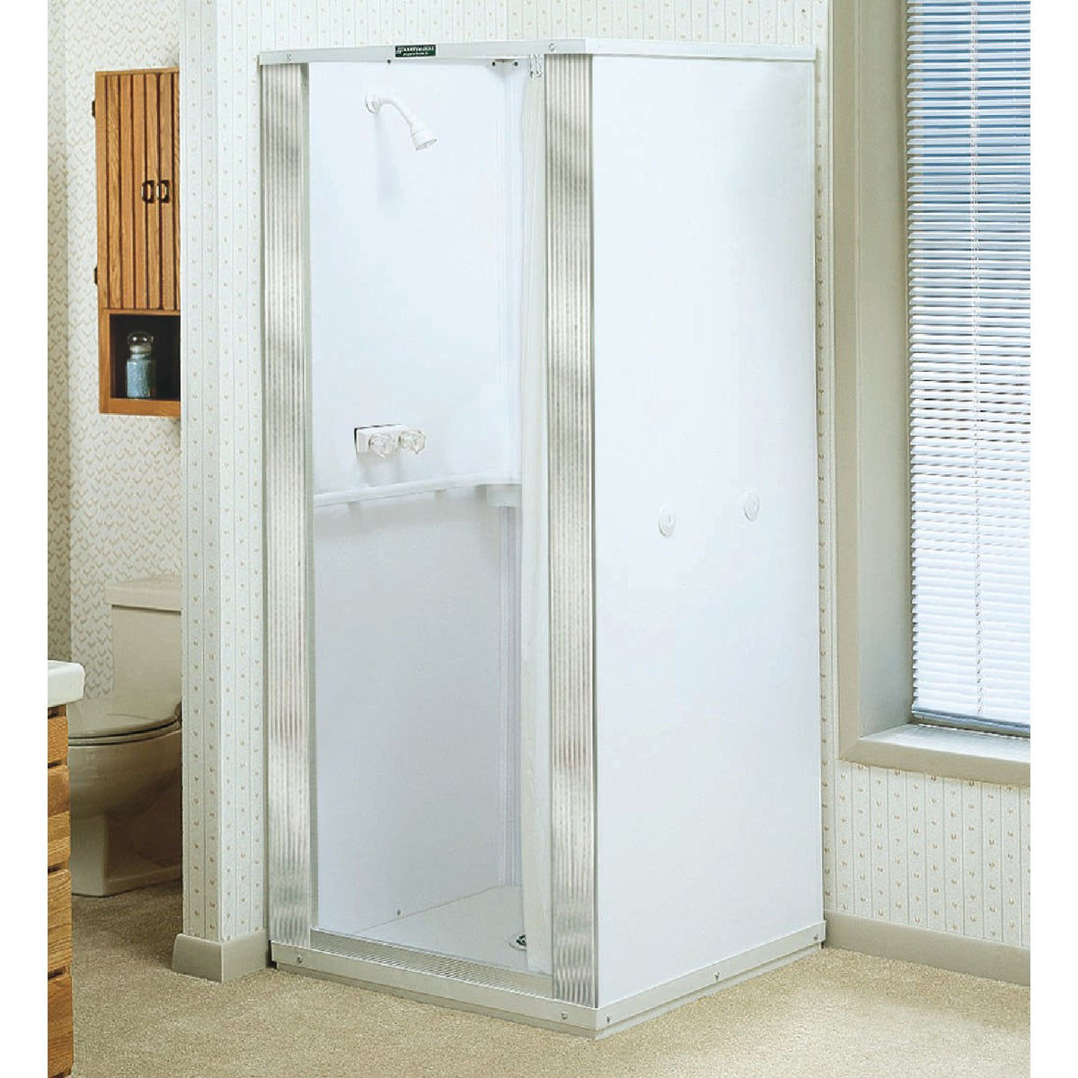 Mustee Durastall 36 In. W. x 36 In. D. White Thermoplastic Shower Stall ...