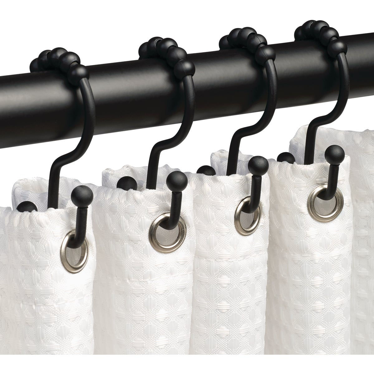 Zenith Zenna Home Matte Black Double Roller Shower Curtain Hook (12 ...
