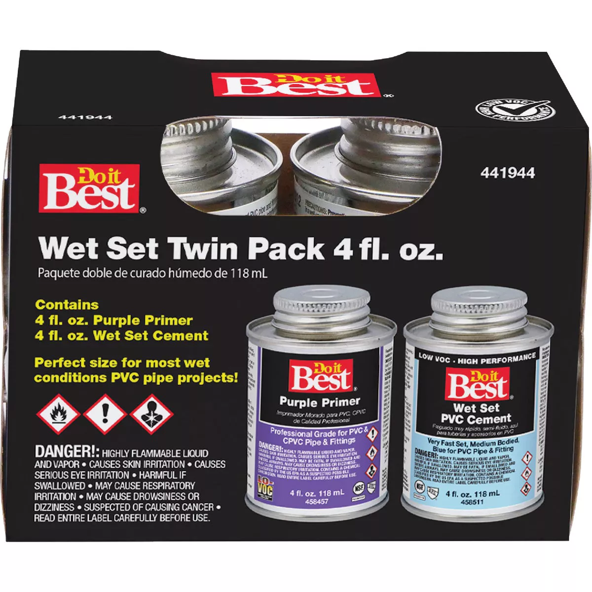 Do it Best Wet Set Purple Primer and PVC Cement Kit, (2) 4 Oz. Cans ...