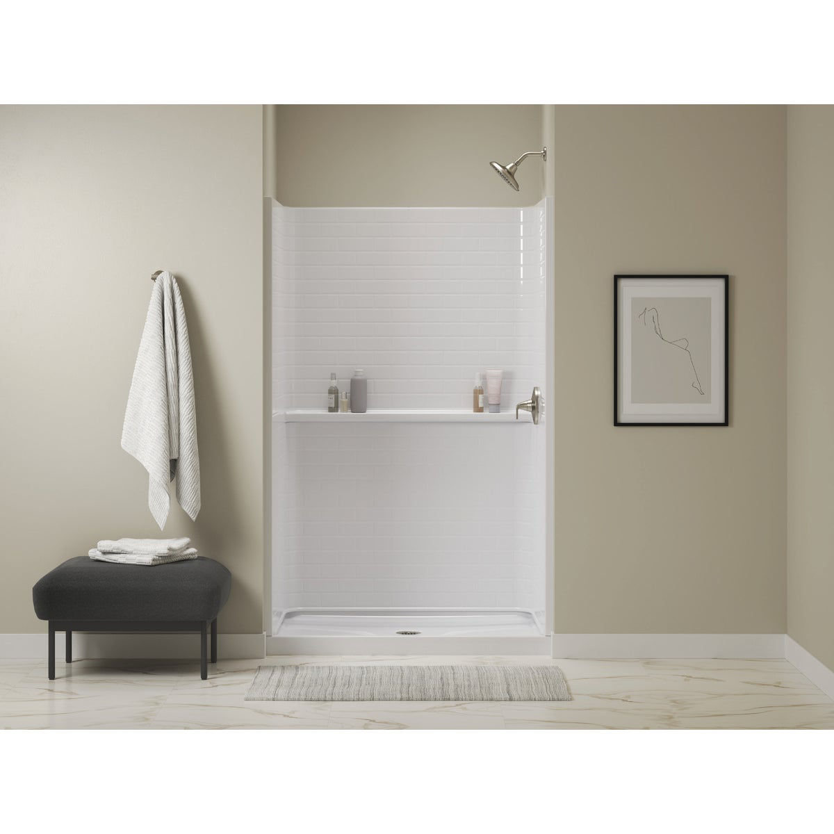 Sterling Traverse 48 In. x 72.25 In. Alcove Shower Back Wall, White ...