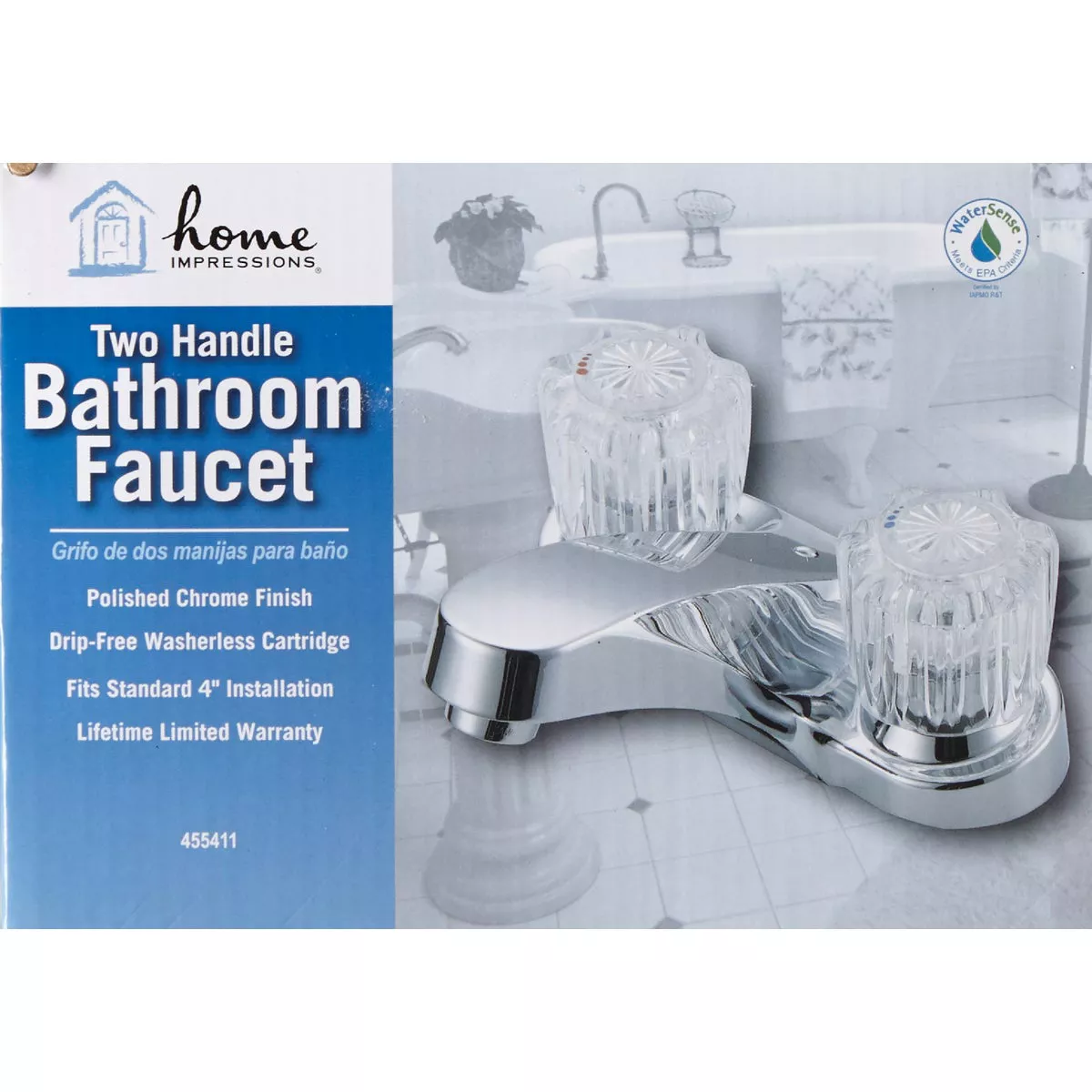Home Impressions Chrome 2-Handle Knob 4 In. Centerset Bathroom Faucet ...