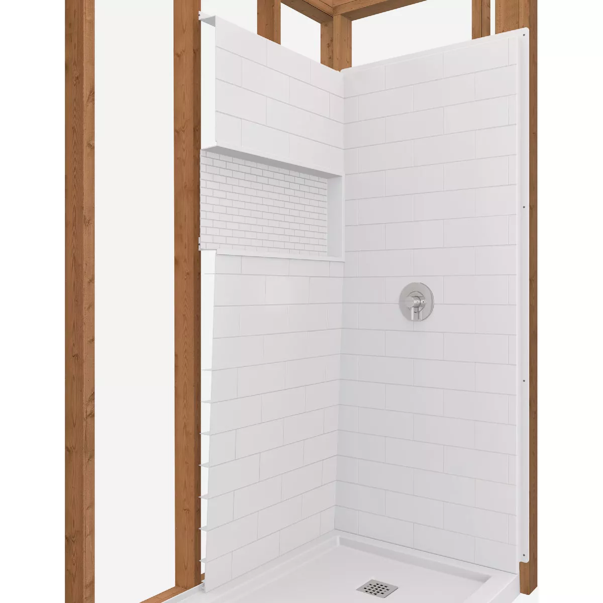 Bootz NexTile 6030 60 In. x 74 In. x 30 In. Direct-to-Stud Shower Wall ...