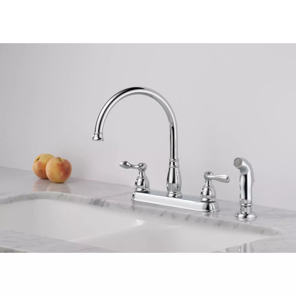 Delta Windemere 2-Handle Lever Kitchen Faucet with Side Spray, Chrome ...
