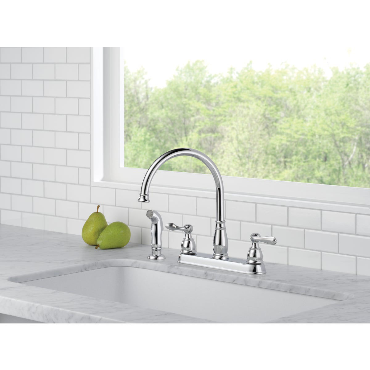 Delta Windemere 2-Handle Lever Kitchen Faucet with Side Spray ...