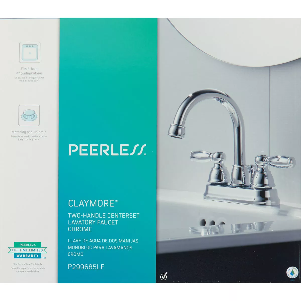 Peerless Claymore Chrome 2-Handle Lever 4 In. Centerset Bathroom Faucet ...