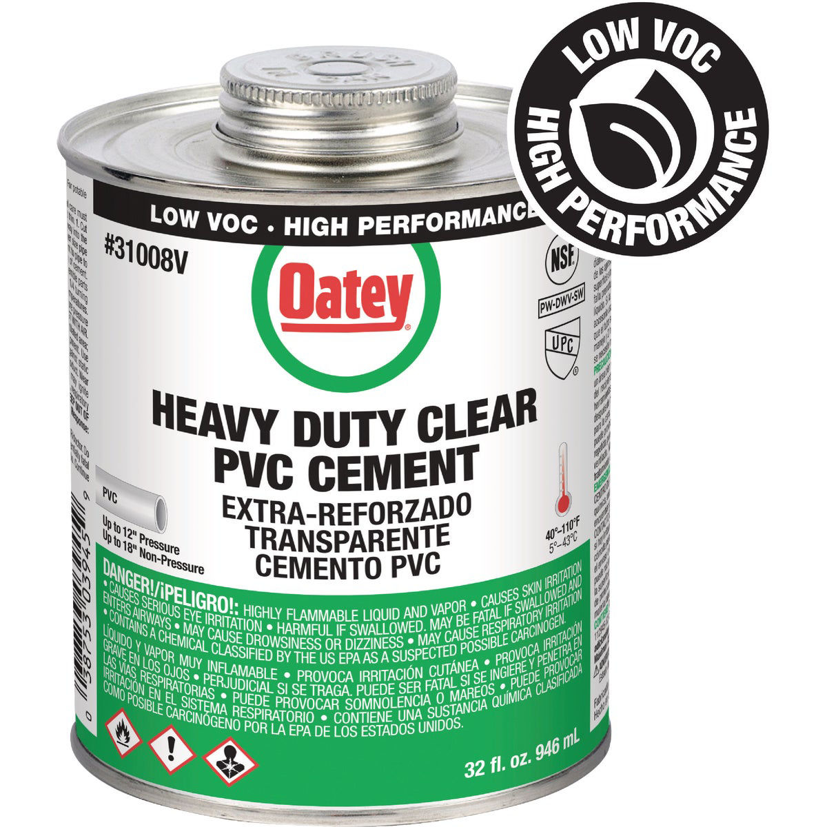 Oatey 32 Oz Low Voc Heavy Bodied Heavy Duty Clear Pvc Cement Do It Best